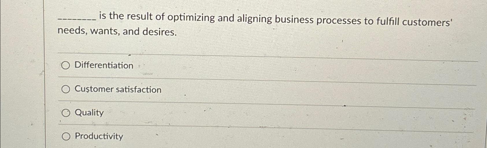 Solved is the result of optimizing and aligning business | Chegg.com