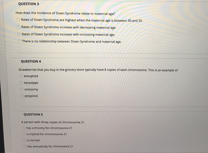 Solved QUESTION 3 How does the incidence of Down Syndrome | Chegg.com