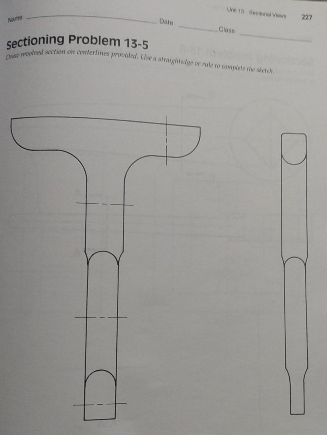 Solved Sectioning problem 13-5 draw a revolved section on | Chegg.com