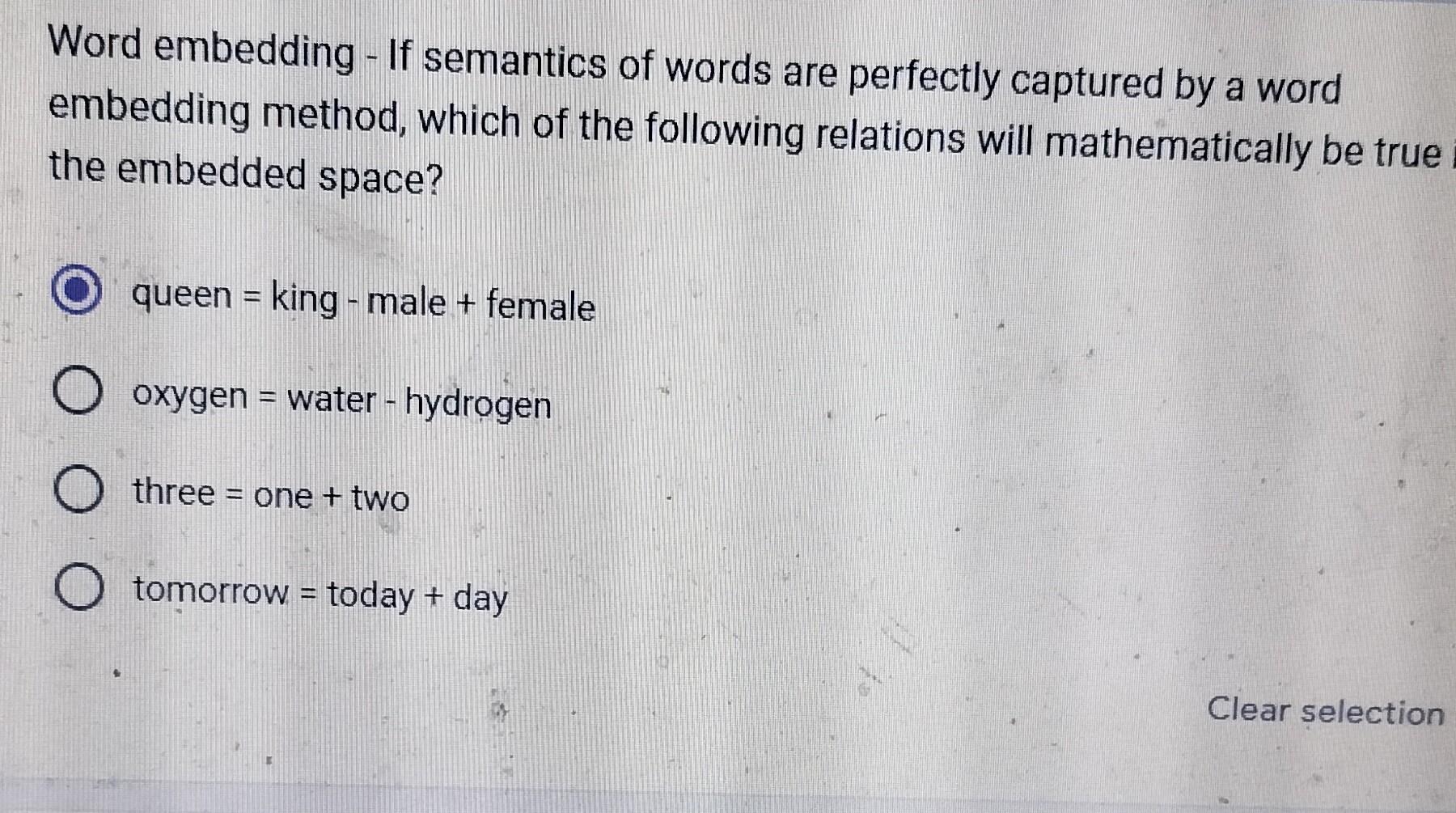 Solved Word embedding - ﻿If semantics of words are perfectly | Chegg.com