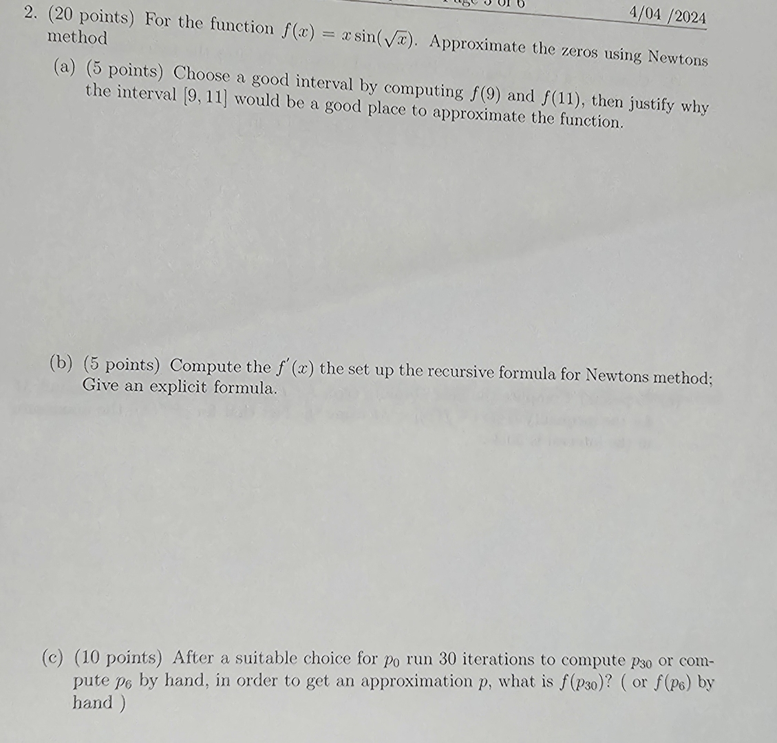 Solved (20 ﻿points) ﻿For the function f(x)=xsin(x2). | Chegg.com