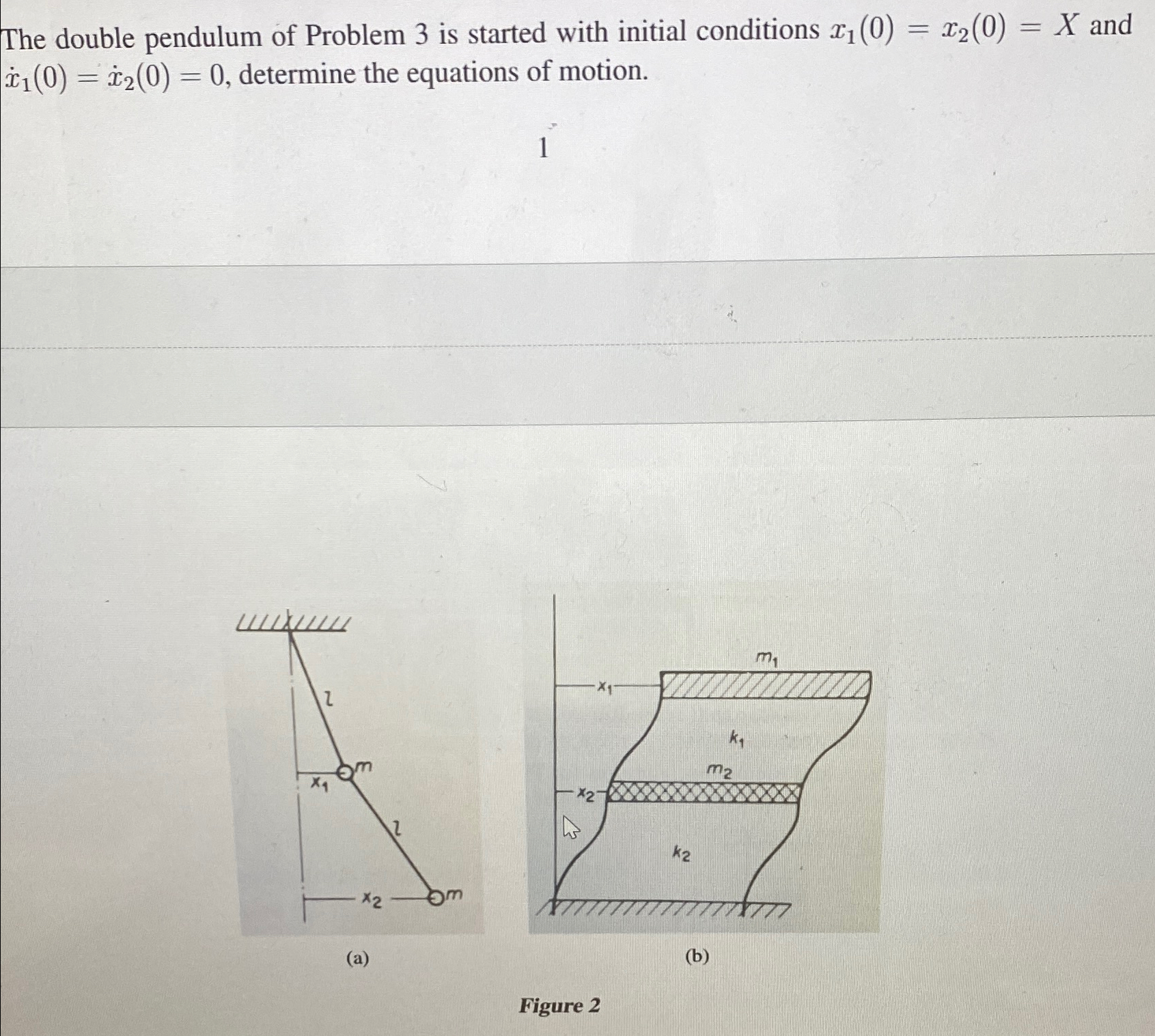 The double pendulum of Problem 3 ﻿is started with | Chegg.com