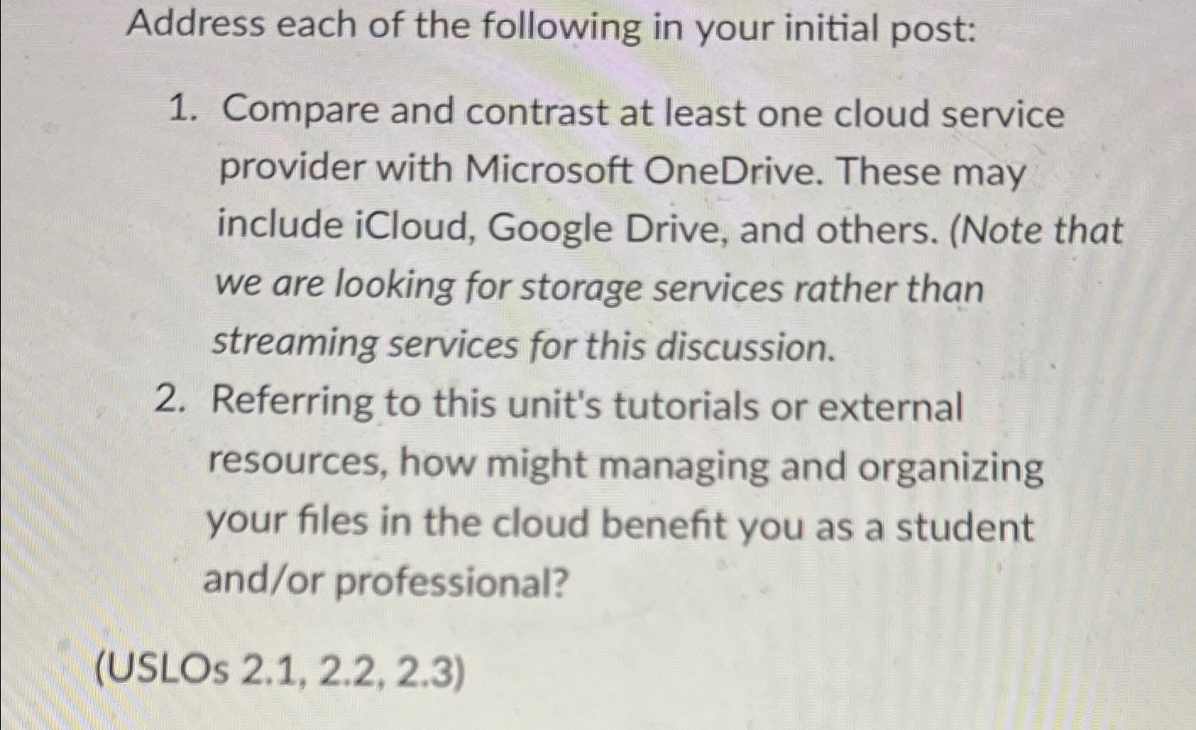 Solved Address each of the following in your initial | Chegg.com