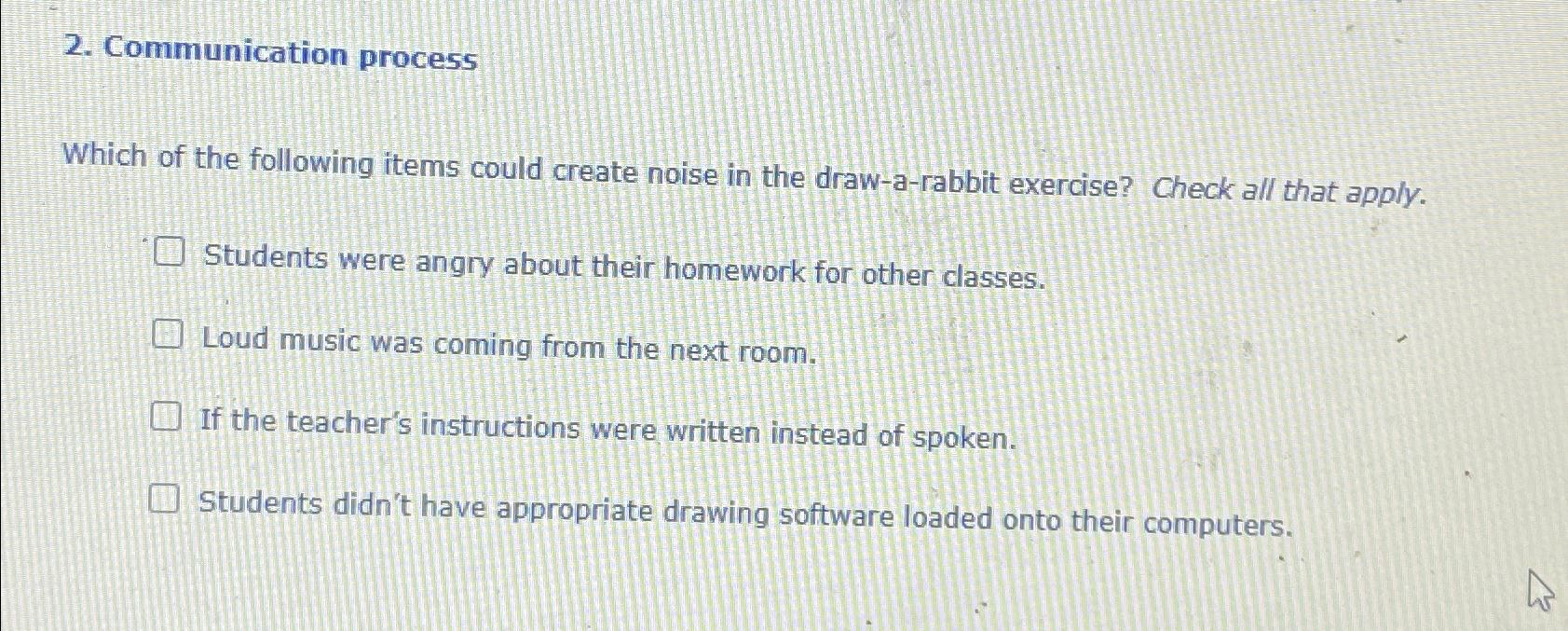 Solved Communication processWhich of the following items | Chegg.com