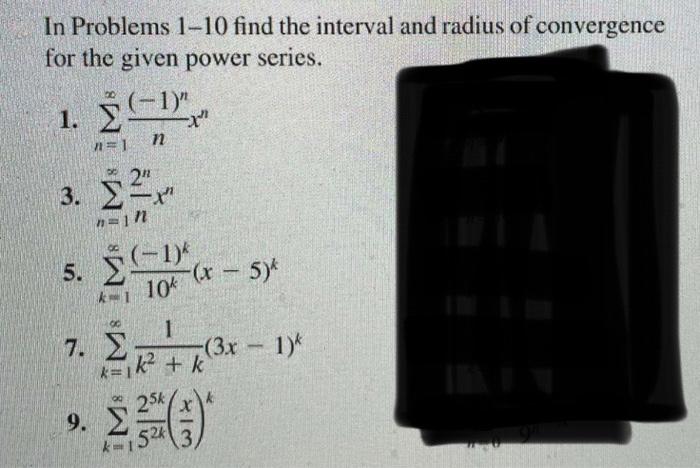 Solved In Problems 1-10 find the interval and radius of | Chegg.com