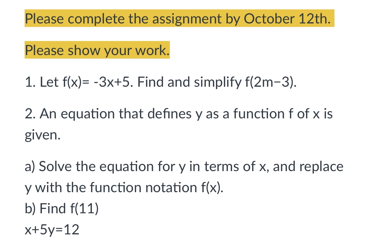 Solved Please complete the assignment by October 12th.Please | Chegg.com