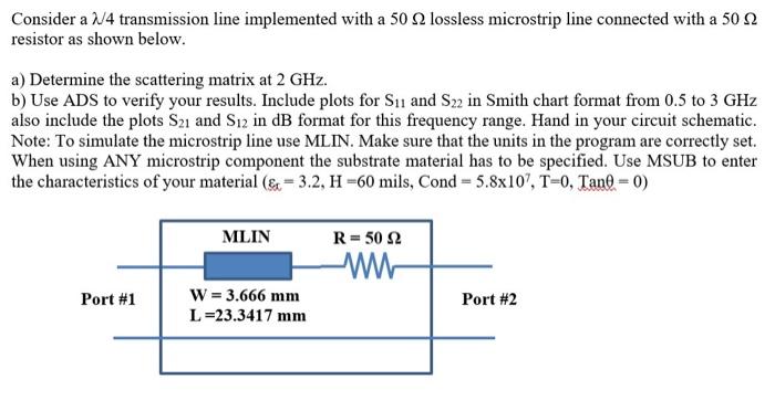 Consider a λ/4 transmission line implemented with a | Chegg.com