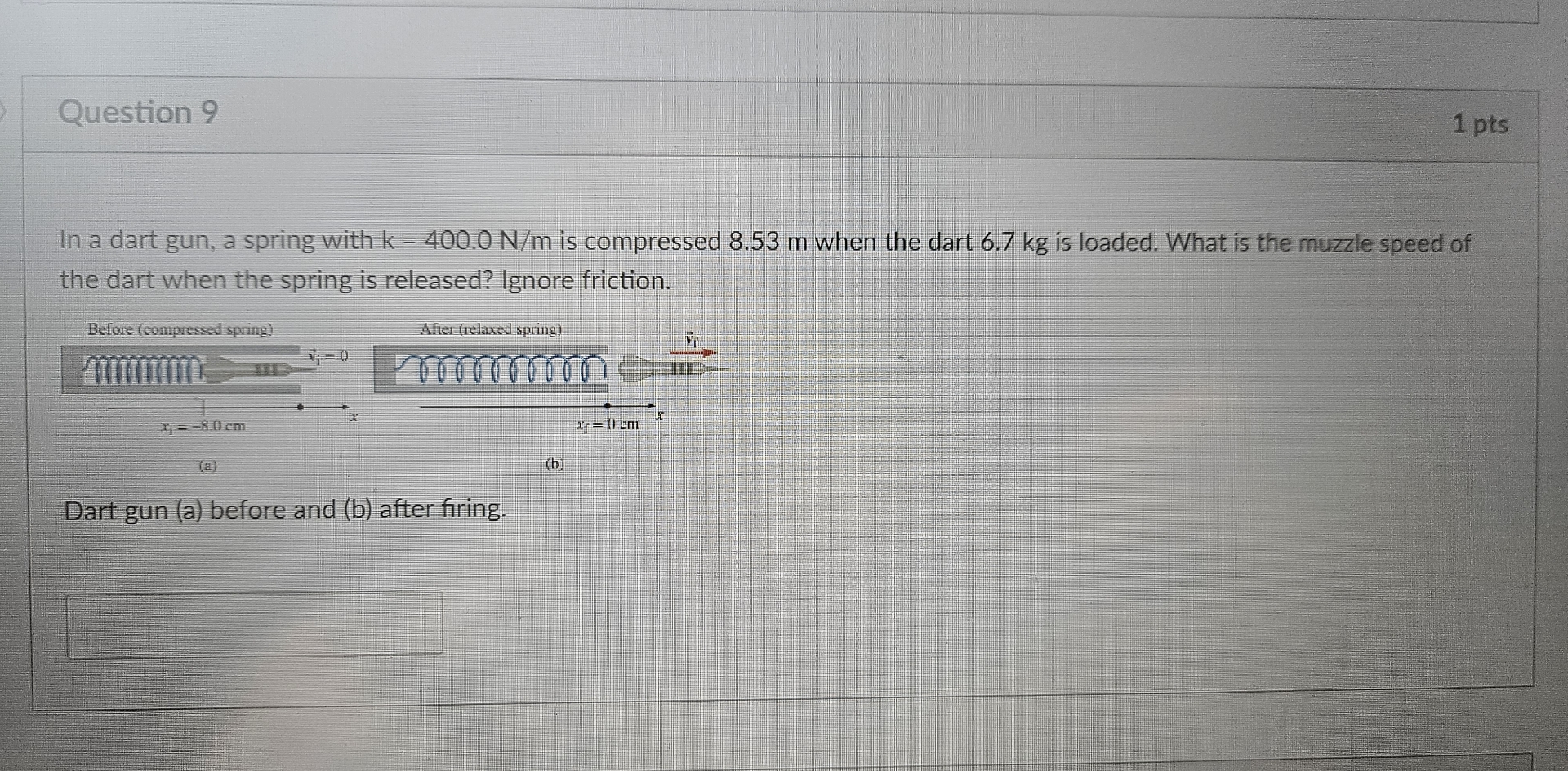 Solved Question 91 ﻿ptsIn a dart gun, a spring with | Chegg.com