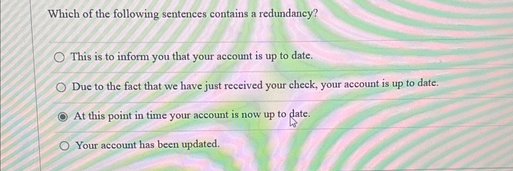 Solved Which of the following sentences contains a | Chegg.com
