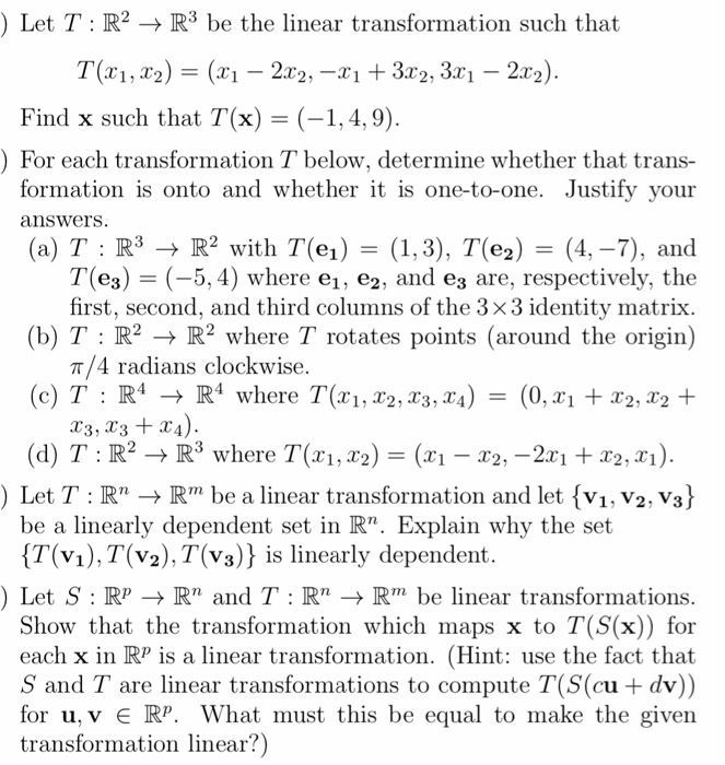 Solved ) Let T : R2 + R3 be the linear transformation such | Chegg.com Solved ) Let T : R2 + R3 be the linear transformation such | Chegg.com