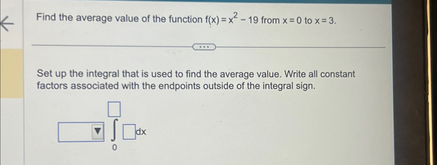 Solved Find the average value of the function f(x)=x2-19 | Chegg.com