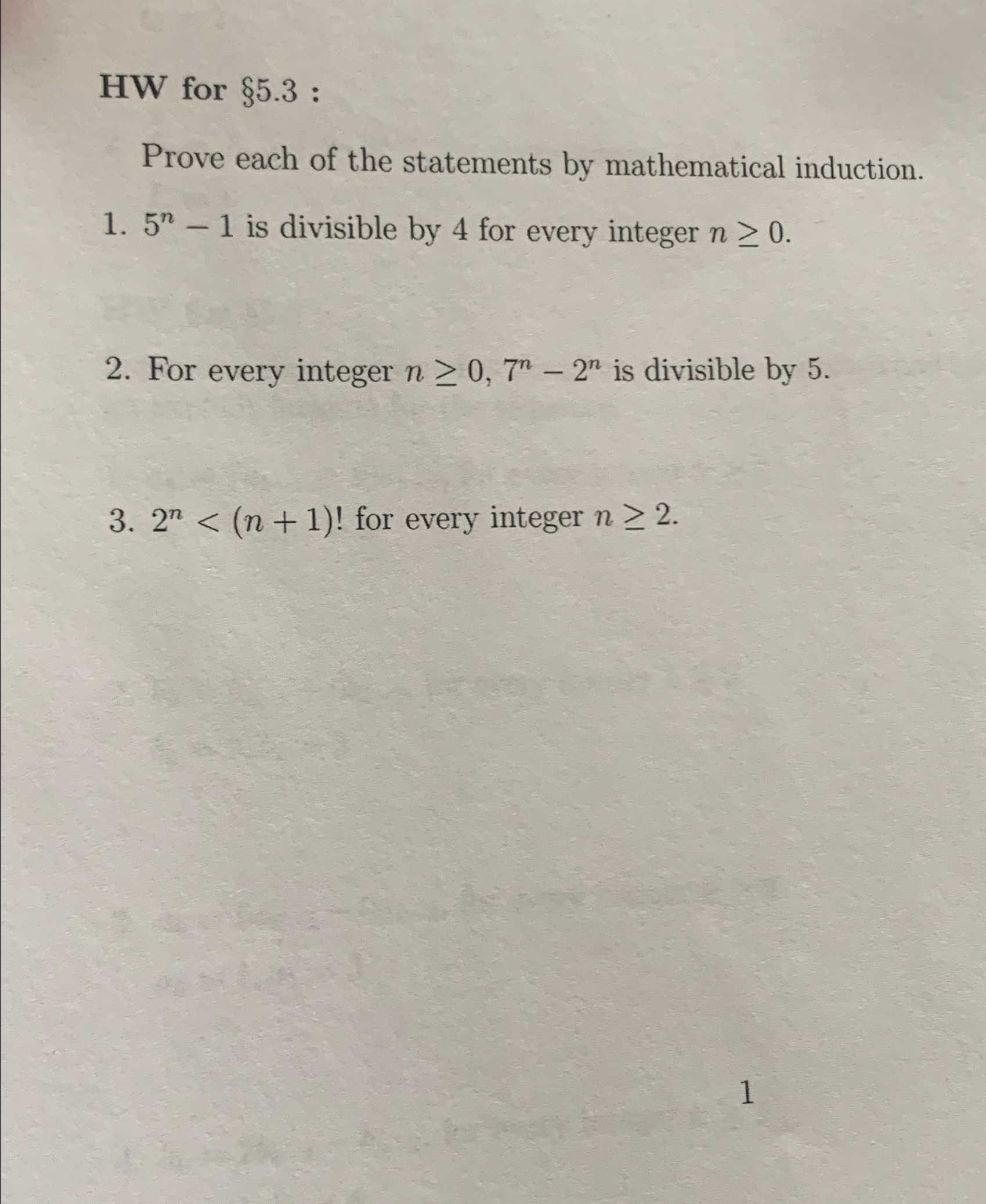 Solved HW for §5.3 ﻿:Prove each of the statements by | Chegg.com