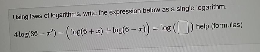 Solved Using laws of logarithms, write the expression below | Chegg.com