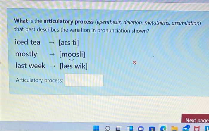 Solved What is the articulatory process (epenthesis, | Chegg.com