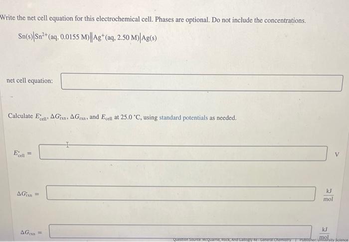 Solved Vrite the net cell equation for this electrochemical | Chegg.com