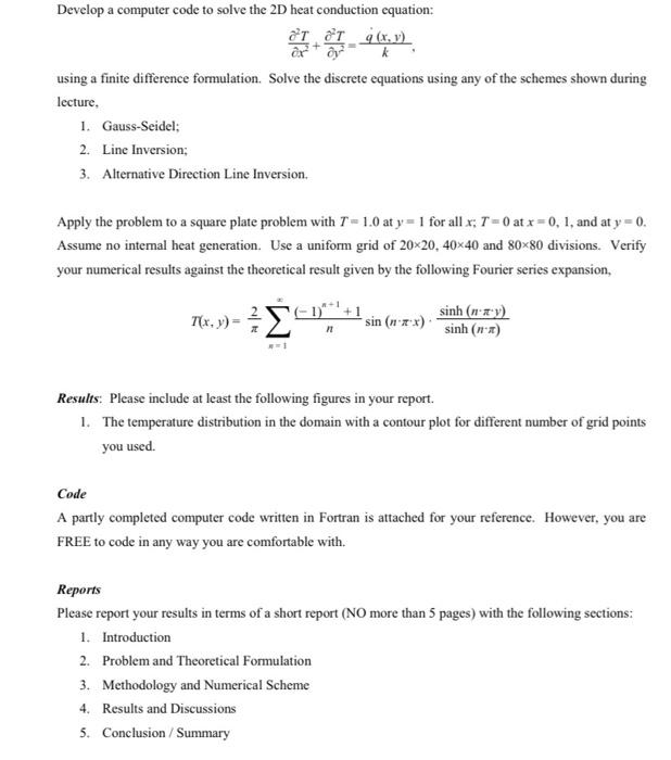 Solved ∂x2∂2T+∂y2∂2T=kq˙(x,y). using a finite difference | Chegg.com