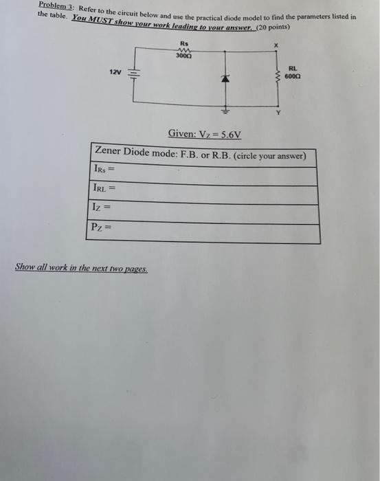 Solved Problem 3: Refer to the circuit below and use the | Chegg.com
