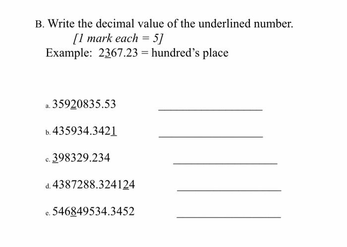 Solved Write the decimal value of the underlined number. [1 | Chegg.com