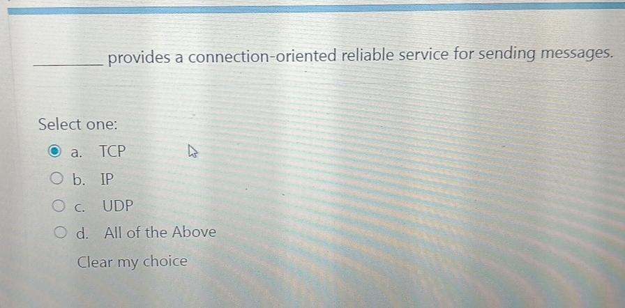 Solved provides a connection-oriented reliable service for | Chegg.com