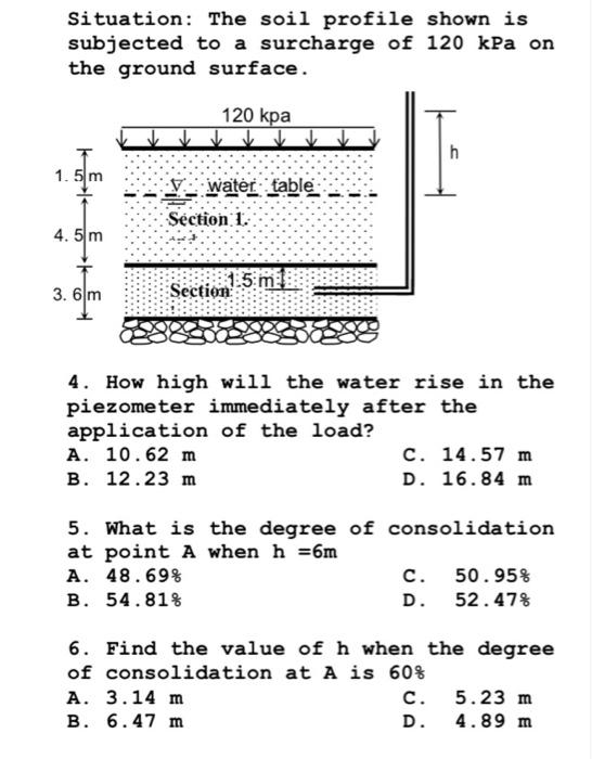 Solved Situation: The soil profile shown is subjected to a | Chegg.com