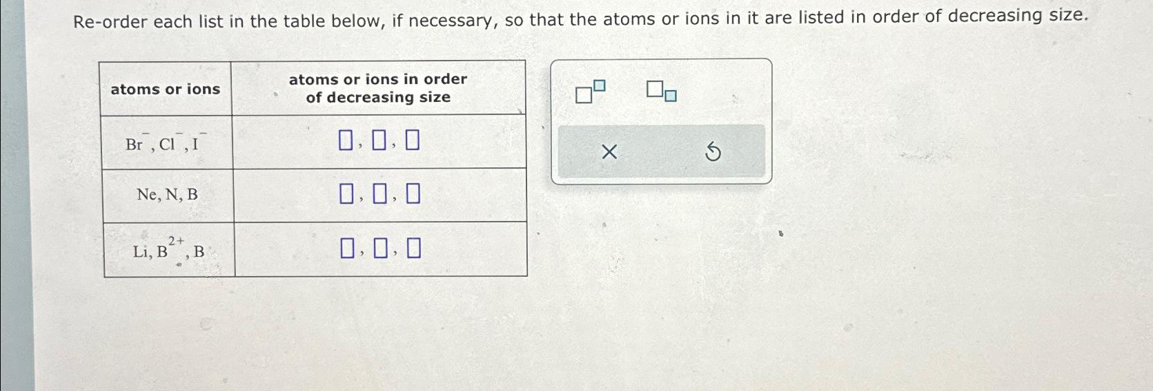 Solved Re-order each list in the table below, if necessary, | Chegg.com