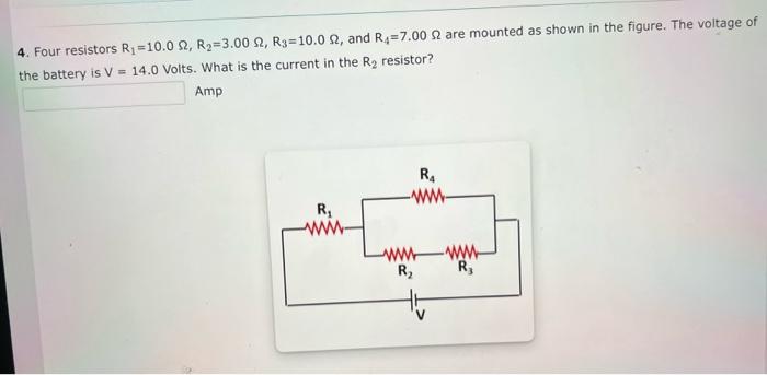 Solved Four resistors R1=10.0, R2=3.00 , R3=10.0 , and | Chegg.com