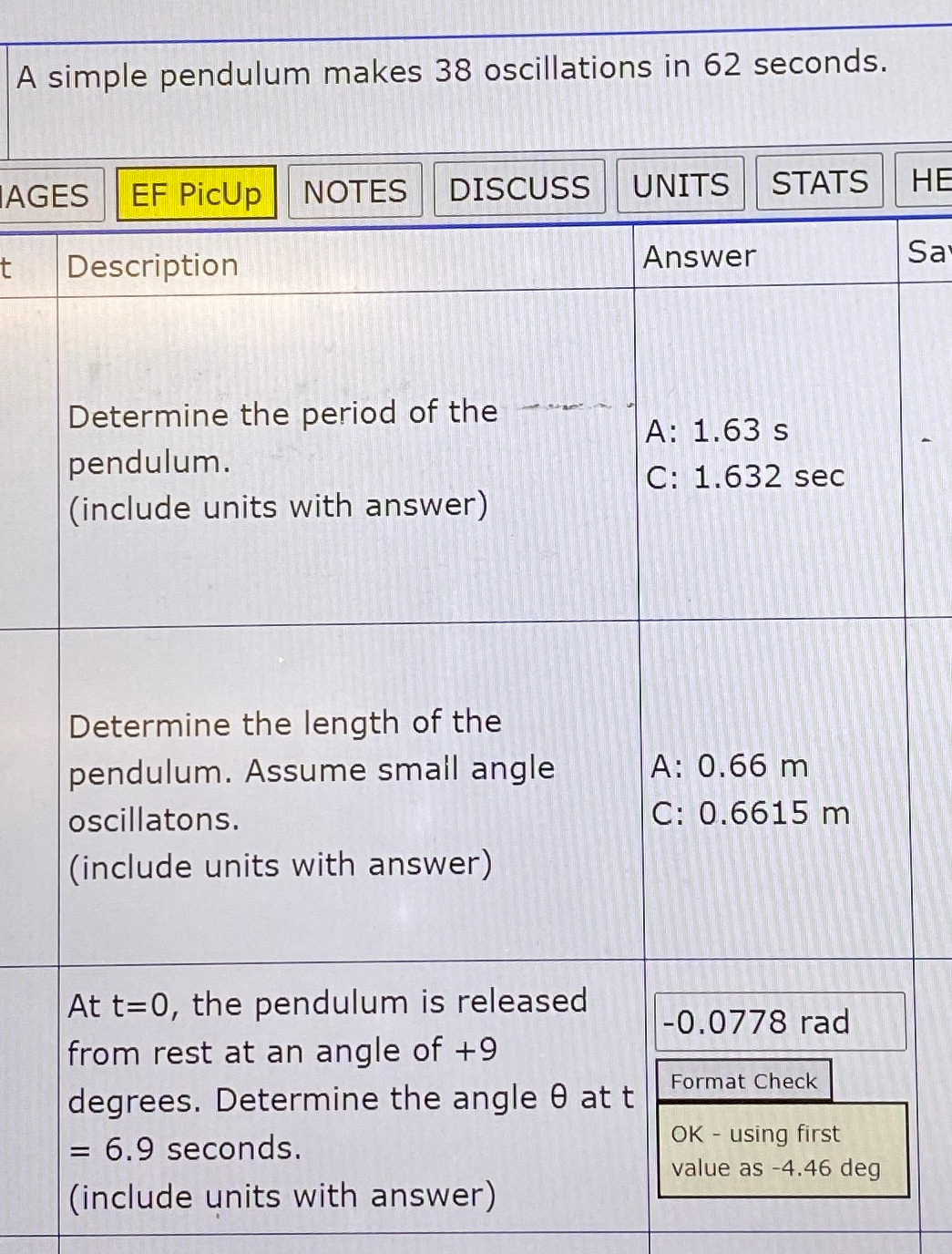 Solved A simple pendulum makes 38 ﻿oscillations in 62 | Chegg.com