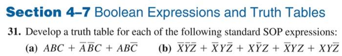 Solved Section 4-7 Boolean Expressions and Truth Tables 31. | Chegg.com