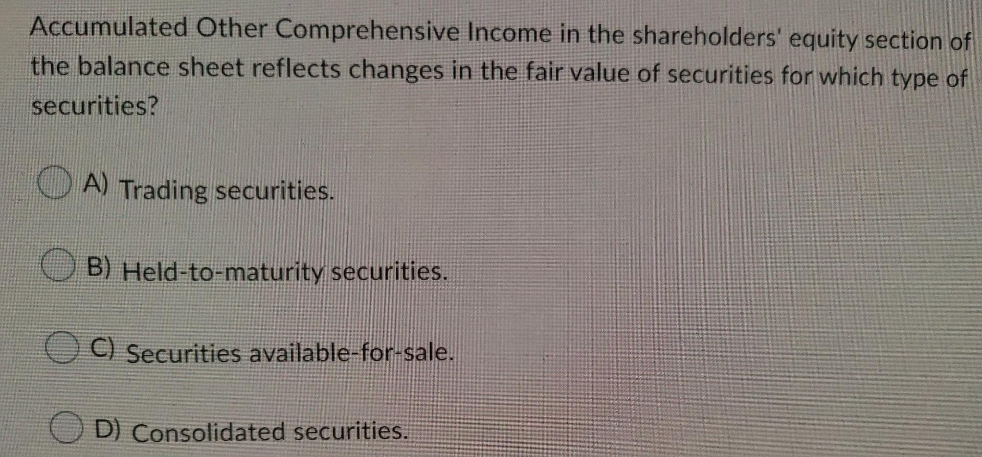 Solved Accumulated Other Comprehensive Income in the | Chegg.com