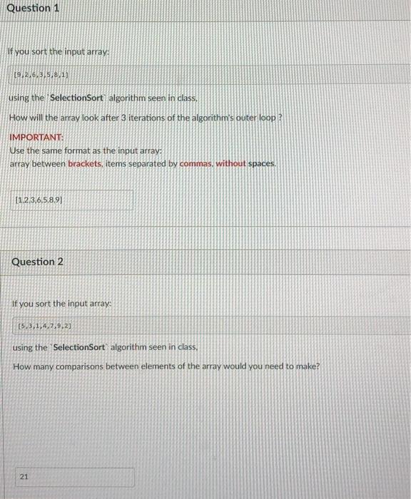 Solved If you sort the input array: [9,2,6,3,5,8,1] using | Chegg.com
