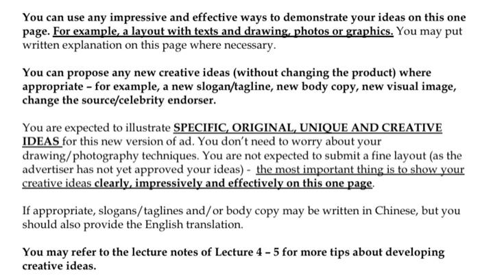 Guidelines Selecting a Specific Ad for Evaluation | Chegg.com