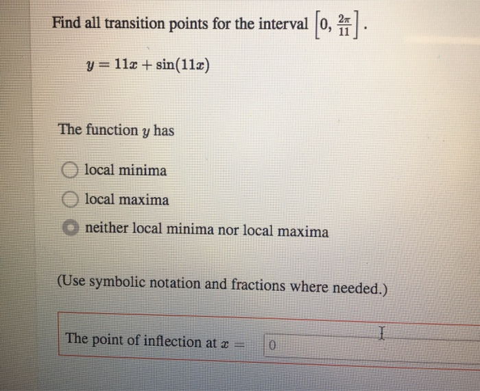 Solved Find all transition points for the interval 0, . | Chegg.com