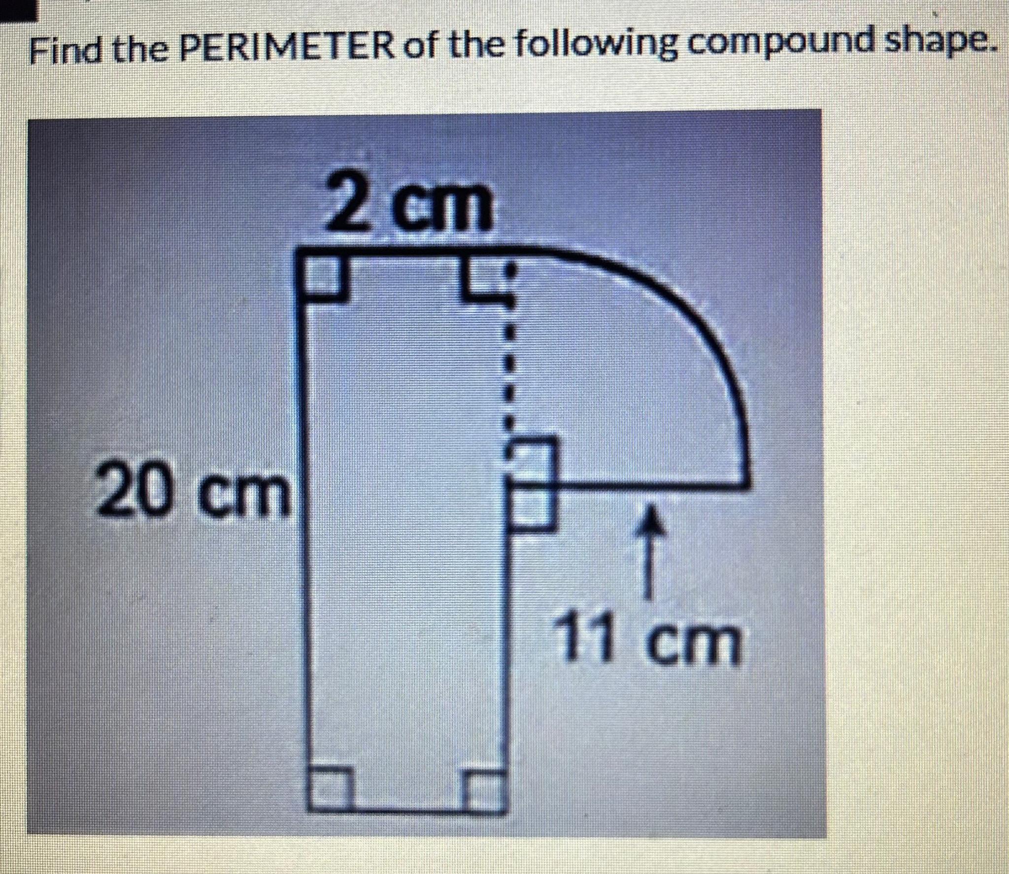 Solved Find the PERIMETER of the following compound shape. | Chegg.com