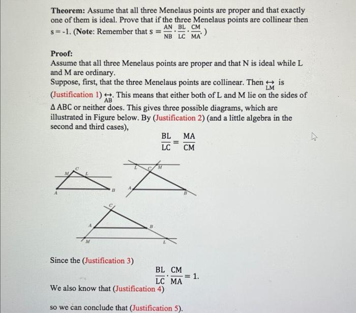 Solved Theorem: Assume that all three Menelaus points are | Chegg.com