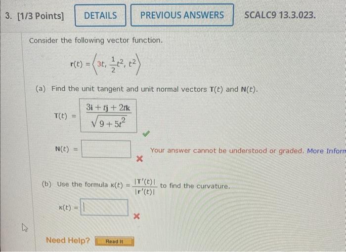Solved Consider the following vector function. | Chegg.com
