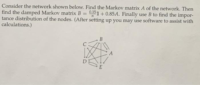 Consider the network shown below. Find the Markov | Chegg.com