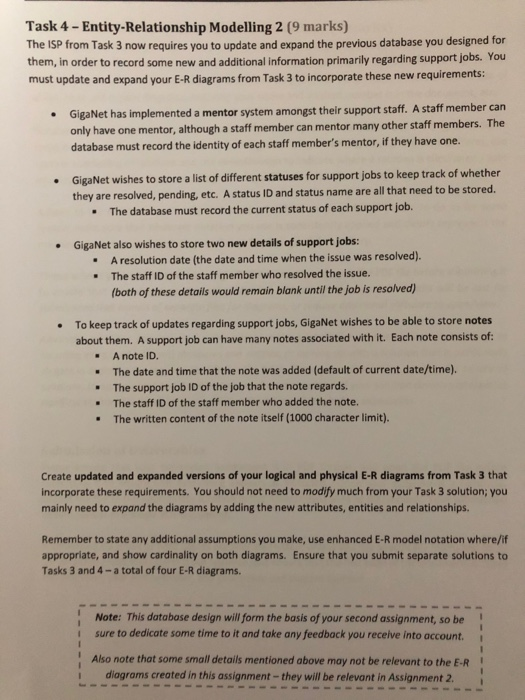 Solved Task 3 - Entity-Relationship Modelling 1 (9 marks) | Chegg.com