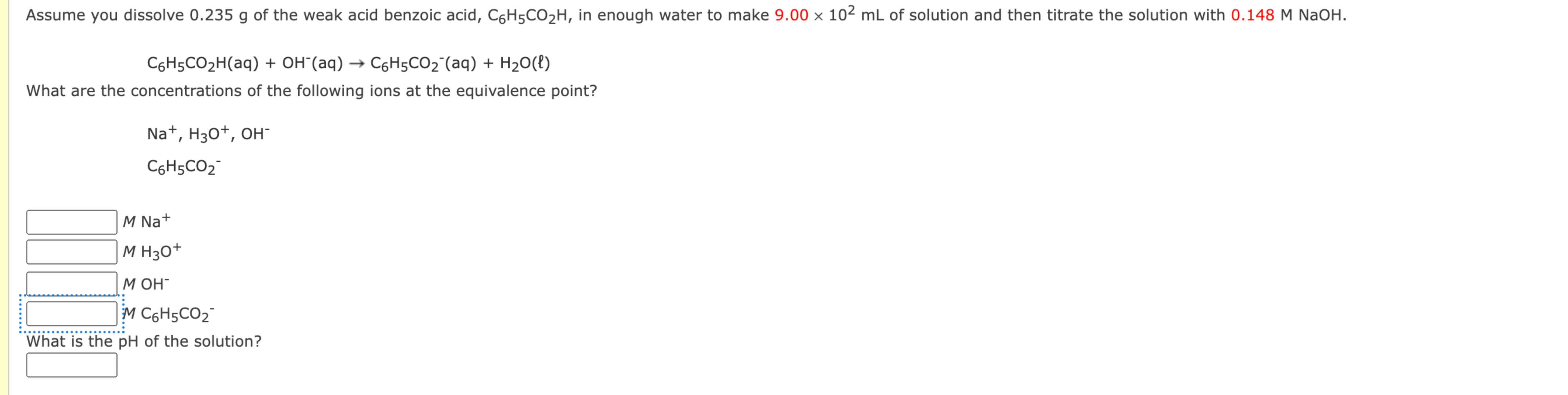 Solved C6H5CO2H(aq)+OH-(aq)→C6H5CO2-(aq)+H2O(l)What are the | Chegg.com