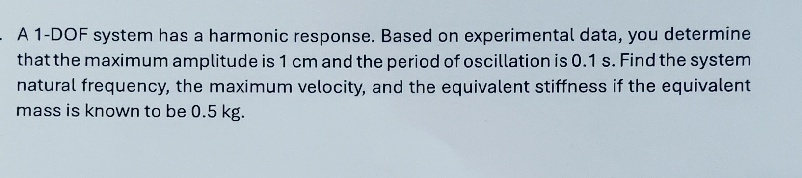 Solved A 1-DOF system has a harmonic response. Based on | Chegg.com