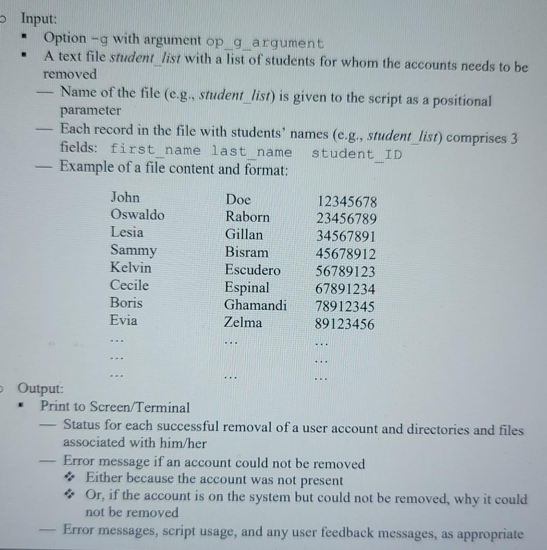 Deliverable script: remove_accounts.sh Brief | Chegg.com