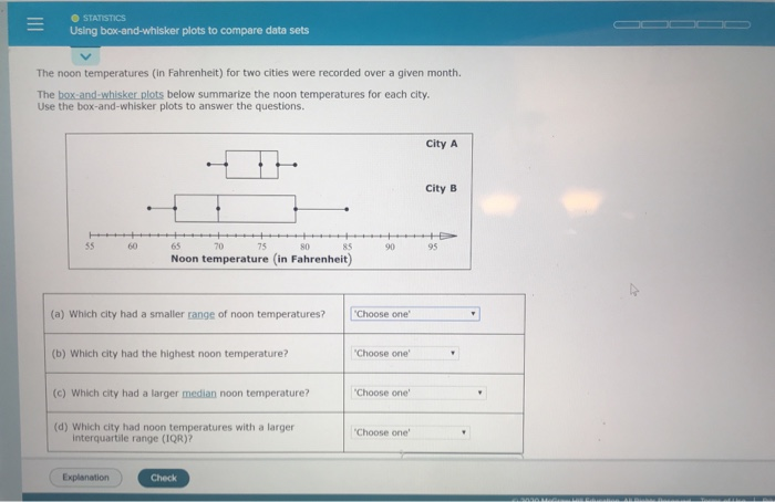 Solved = - STATISTICS Using box-and-whisker plots to compare | Chegg.com