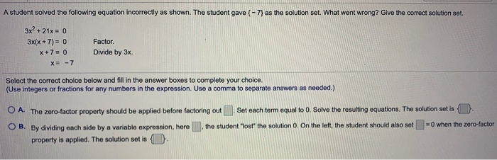 Solved A student solved the following equation incorrectly | Chegg.com