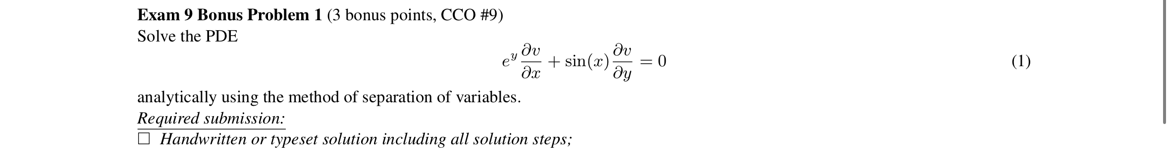 Solved Exam 9 ﻿Bonus Problem 1 (3 ﻿bonus points, CCO | Chegg.com
