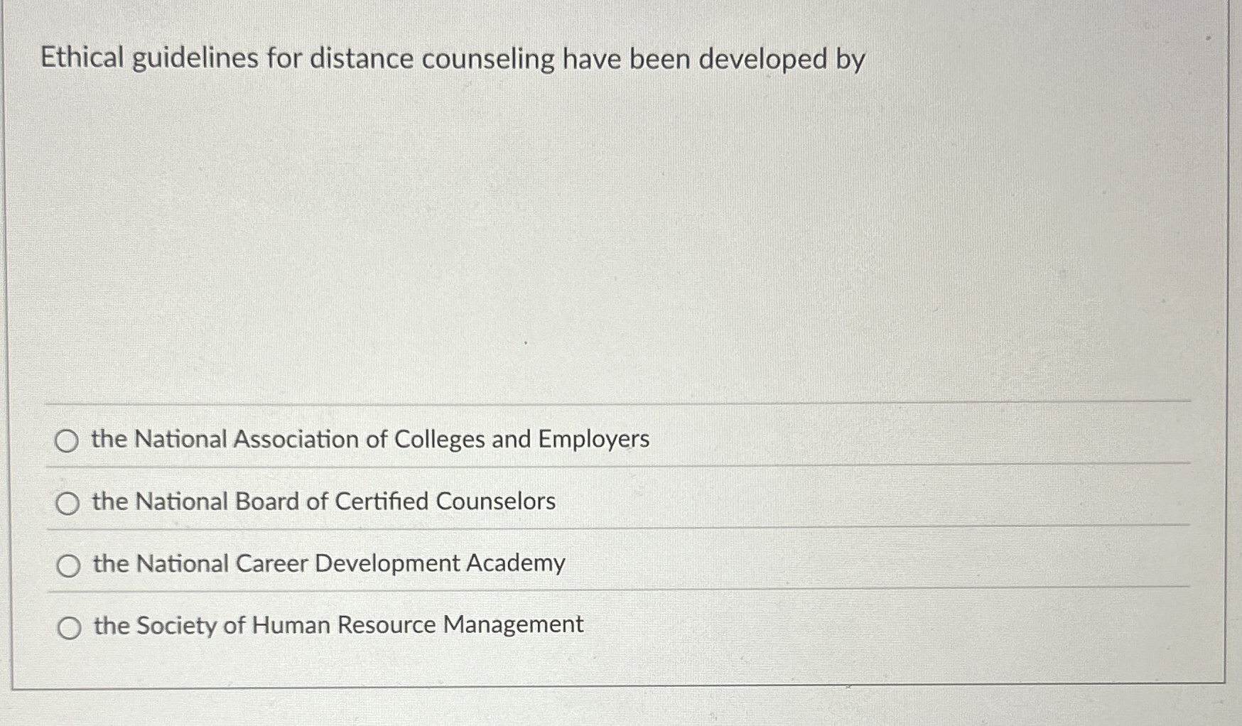 Solved Ethical guidelines for distance counseling have been | Chegg.com