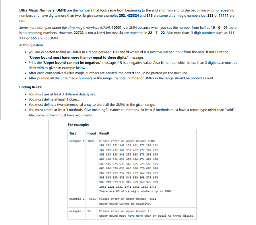 Solved WRİTE İN JAVA .Ultra Magic Numbers (UMN) ﻿are the | Chegg.com