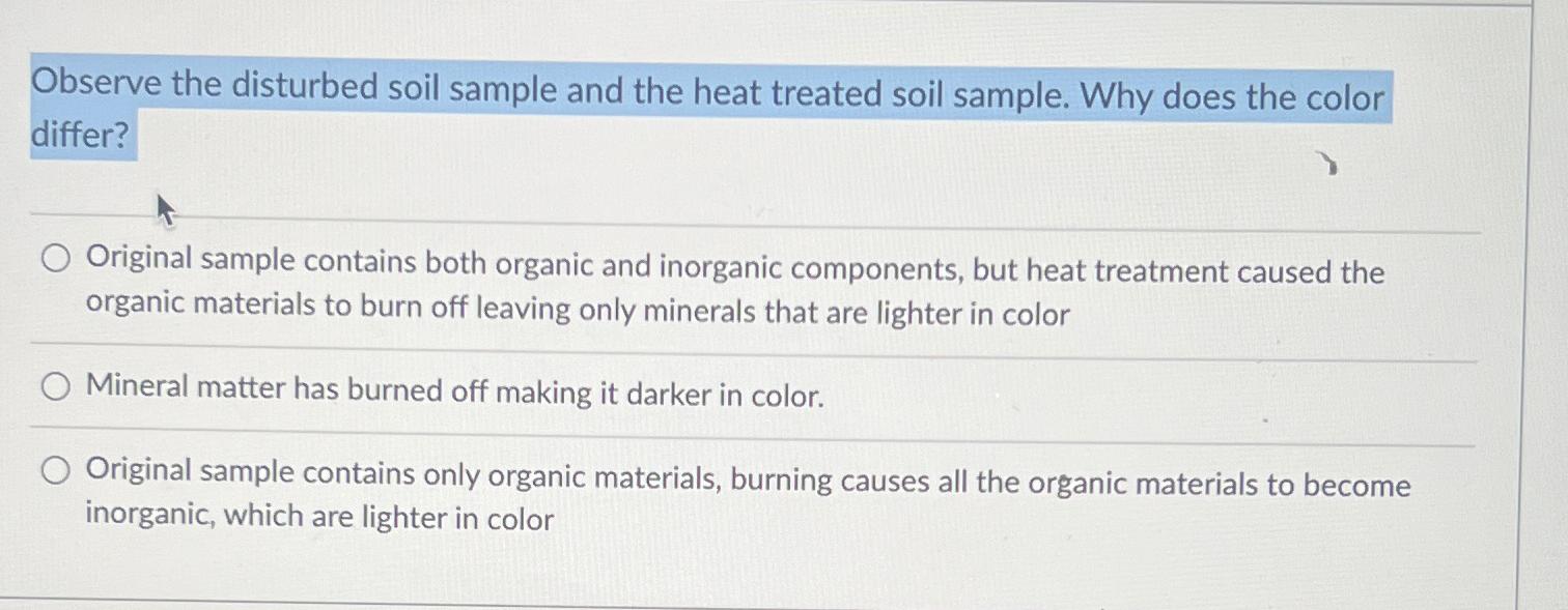 Solved Observe the disturbed soil sample and the heat | Chegg.com