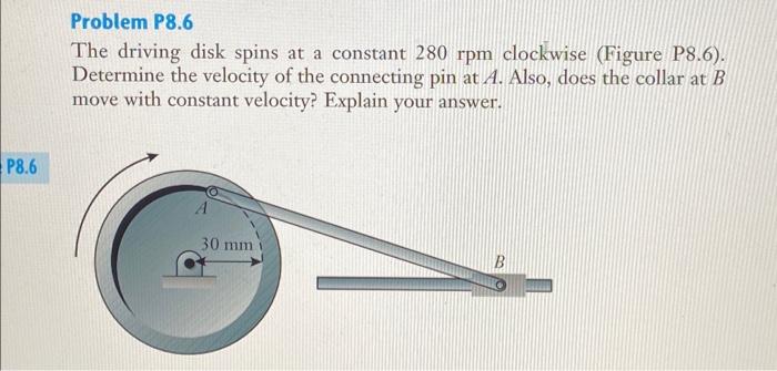 Solved The driving disk spins at a constant 280 rpm | Chegg.com