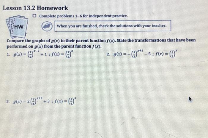 Solved Lesson 13.2 Homework Complete problems 1- 6 for | Chegg.com