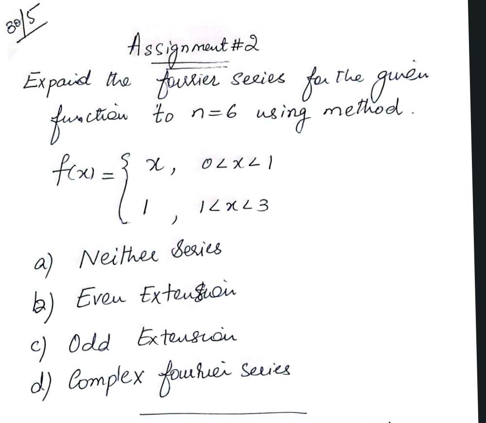 Solved Assignment #2 Expaid the forrier series for the given | Chegg.com