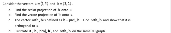 Solved Consider the vectors a = (1,5) and b =(3,2). a. Find | Chegg.com